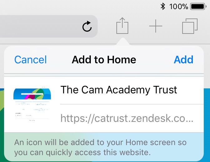 Adding Bookmarks to Home Screen – The Cam Academy Trust