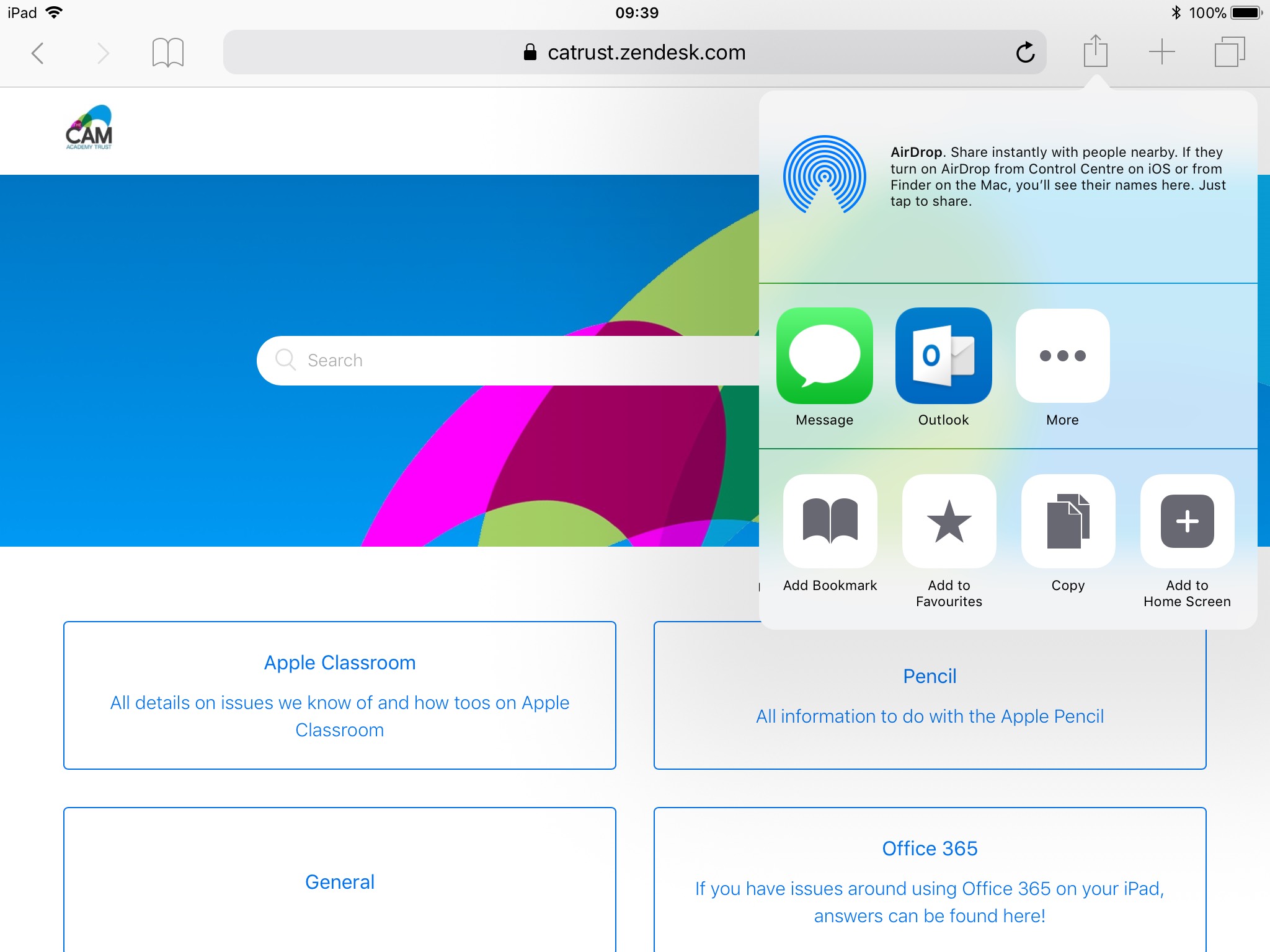 Adding Bookmarks to Home Screen – The Cam Academy Trust