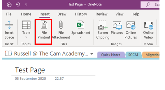 Inserting a PDF Printout – The Cam Academy Trust