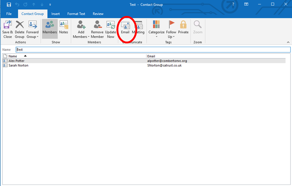 Creating Email Groups in Windows 10 – The Cam Academy Trust