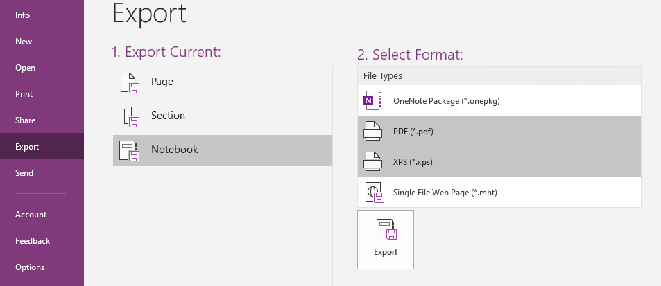 Export / Download OneNote – The Cam Academy Trust